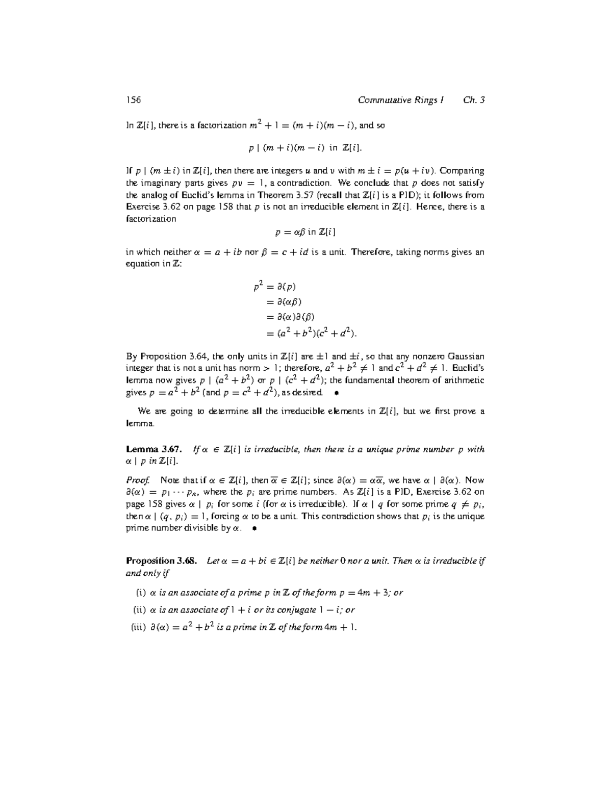 Basic Algebra 101 - 156 Commutative Rings I Ch. 3 In Z[i], there is a ...
