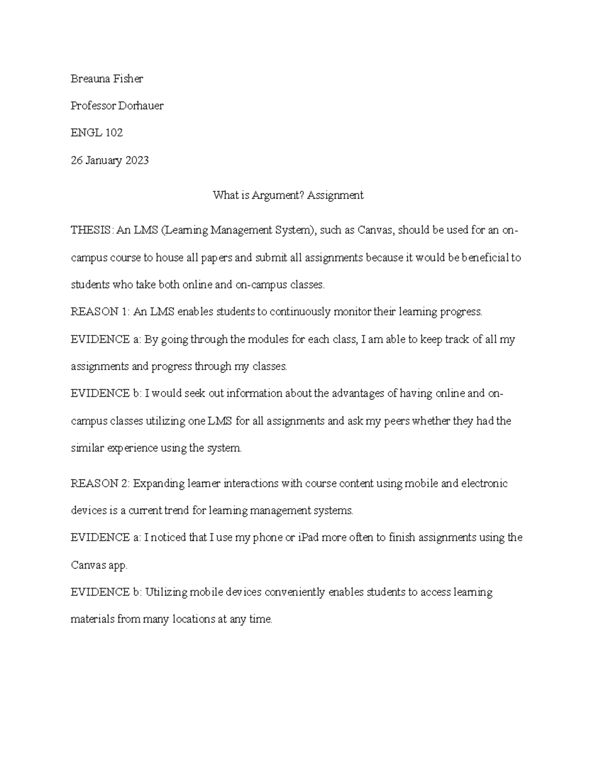 Fisher Breauna What is Argument Expanded Outline - Breauna Fisher ...