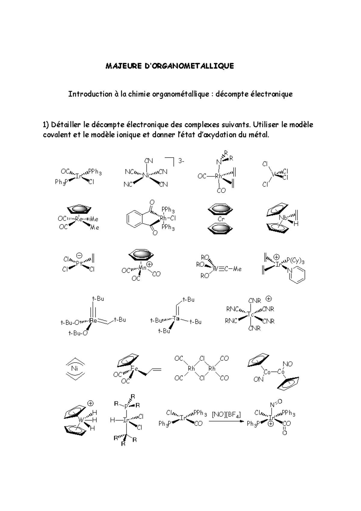 Contrôle 1 corrigé de chimie organométallique - - Studocu