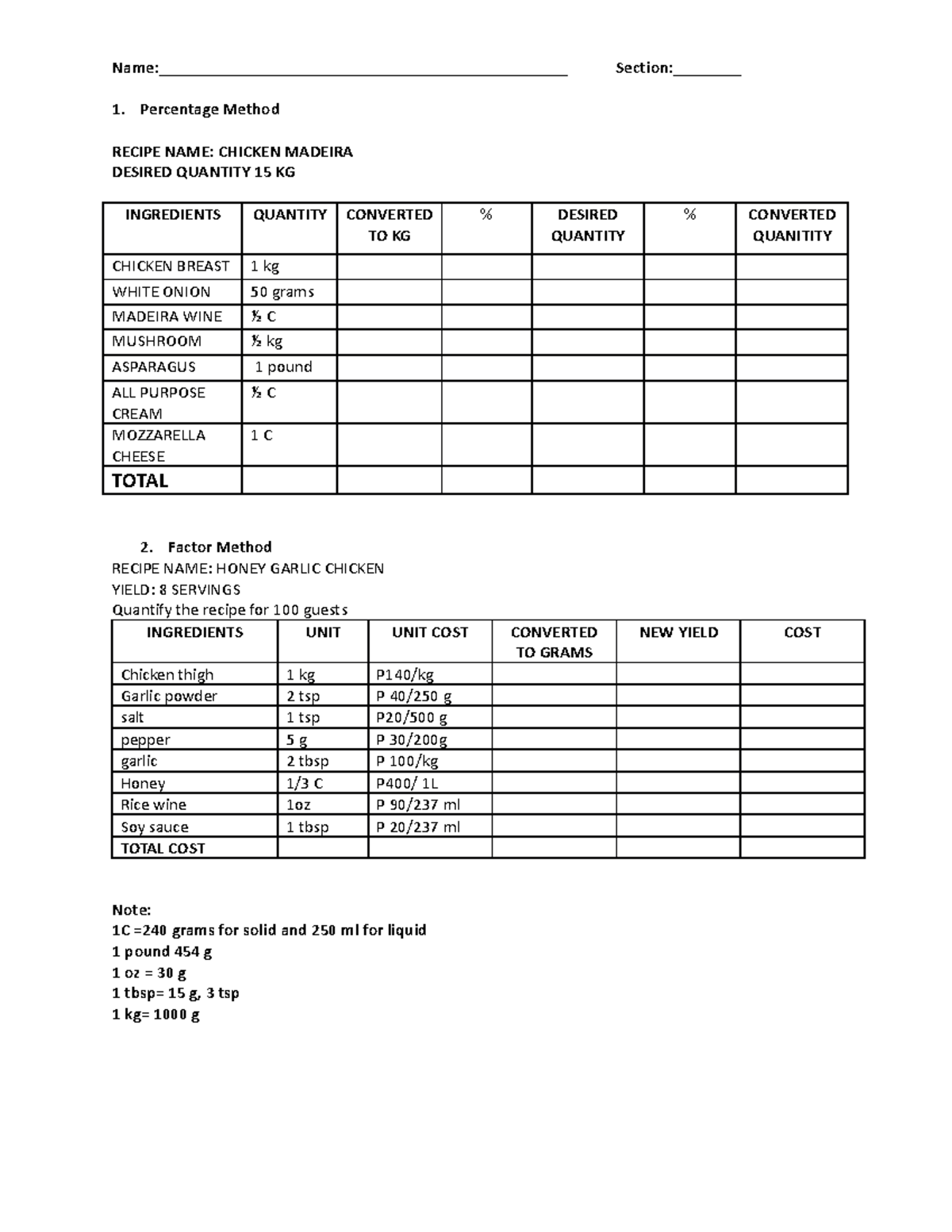 Recipe-costing-activity - Name ...