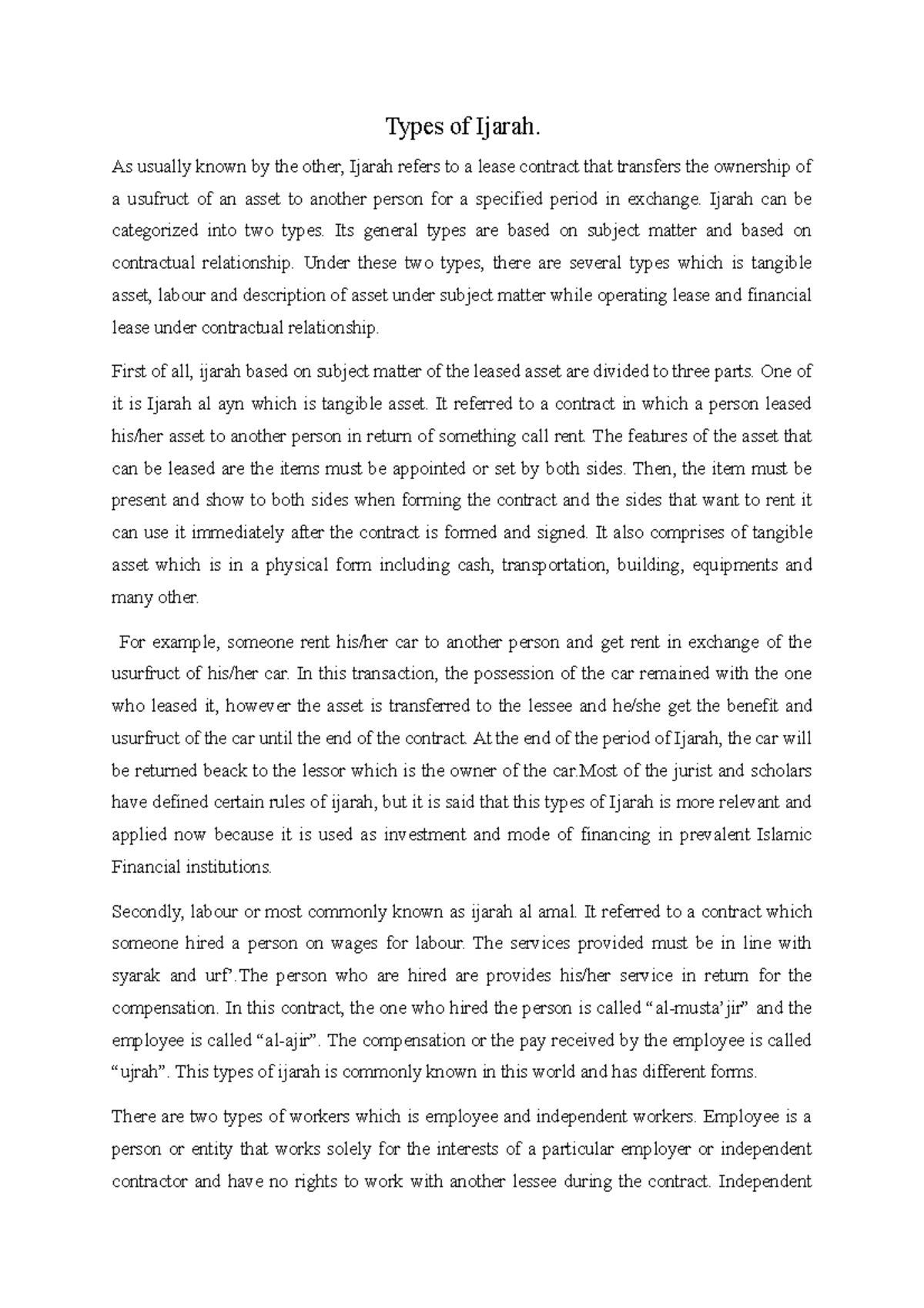 Types of Ijarah - nice - Types of Ijarah. As usually known by the other ...