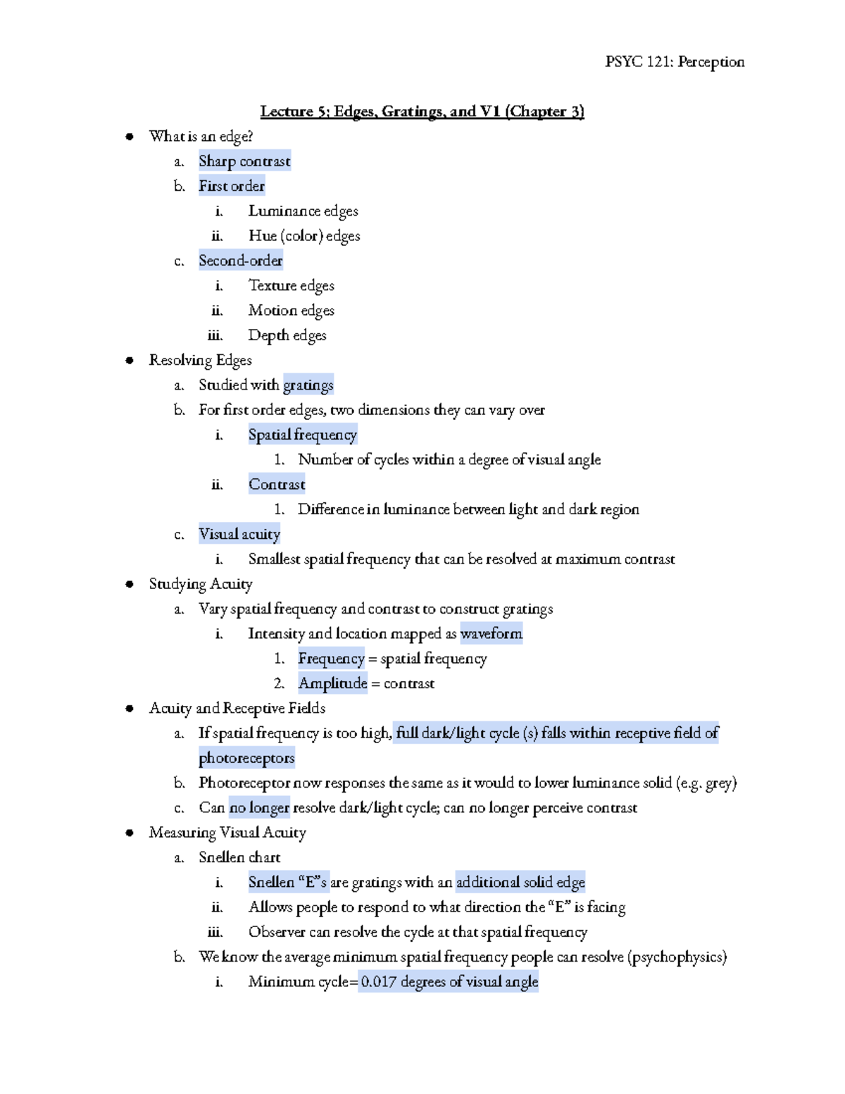 Perception Lecture 5: Edges, Gratings, and V1 - Lecture 5: Edges ...