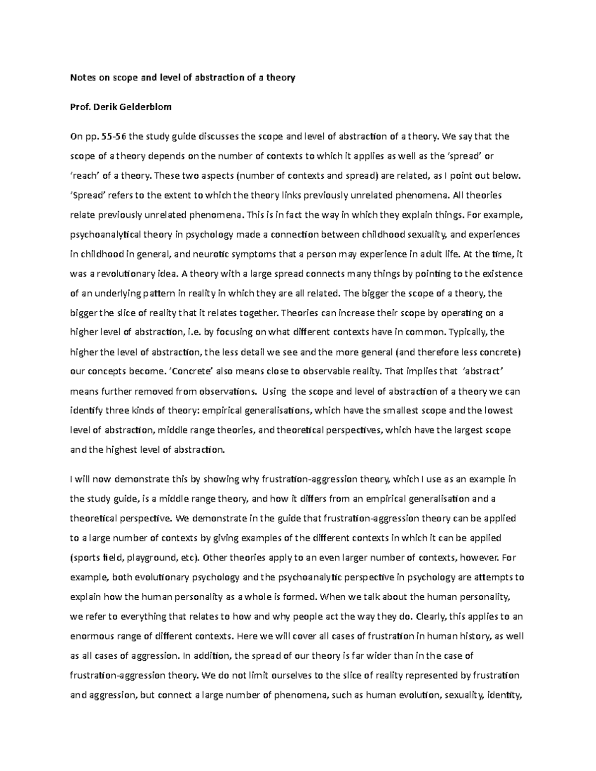 Notes on scope and level of abstraction of a theory - Derik Gelderblom ...