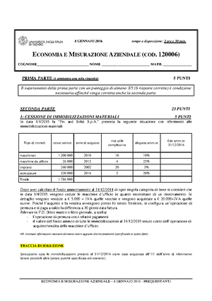 Schema SP - Stato Patrimoniale - Economia e misurazione aziendale - Studocu