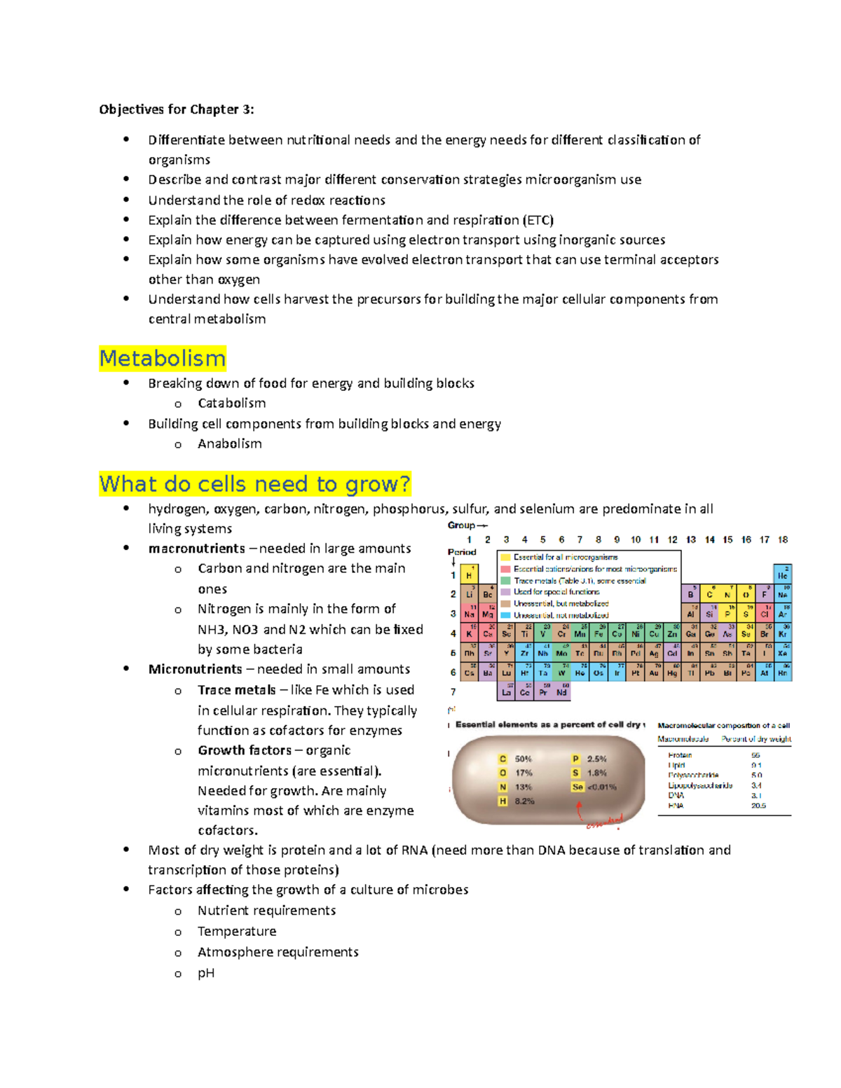 BMSC 210 - Chapter 3 - Lecture notes 1-7 - Objectives for Chapter 3 ...