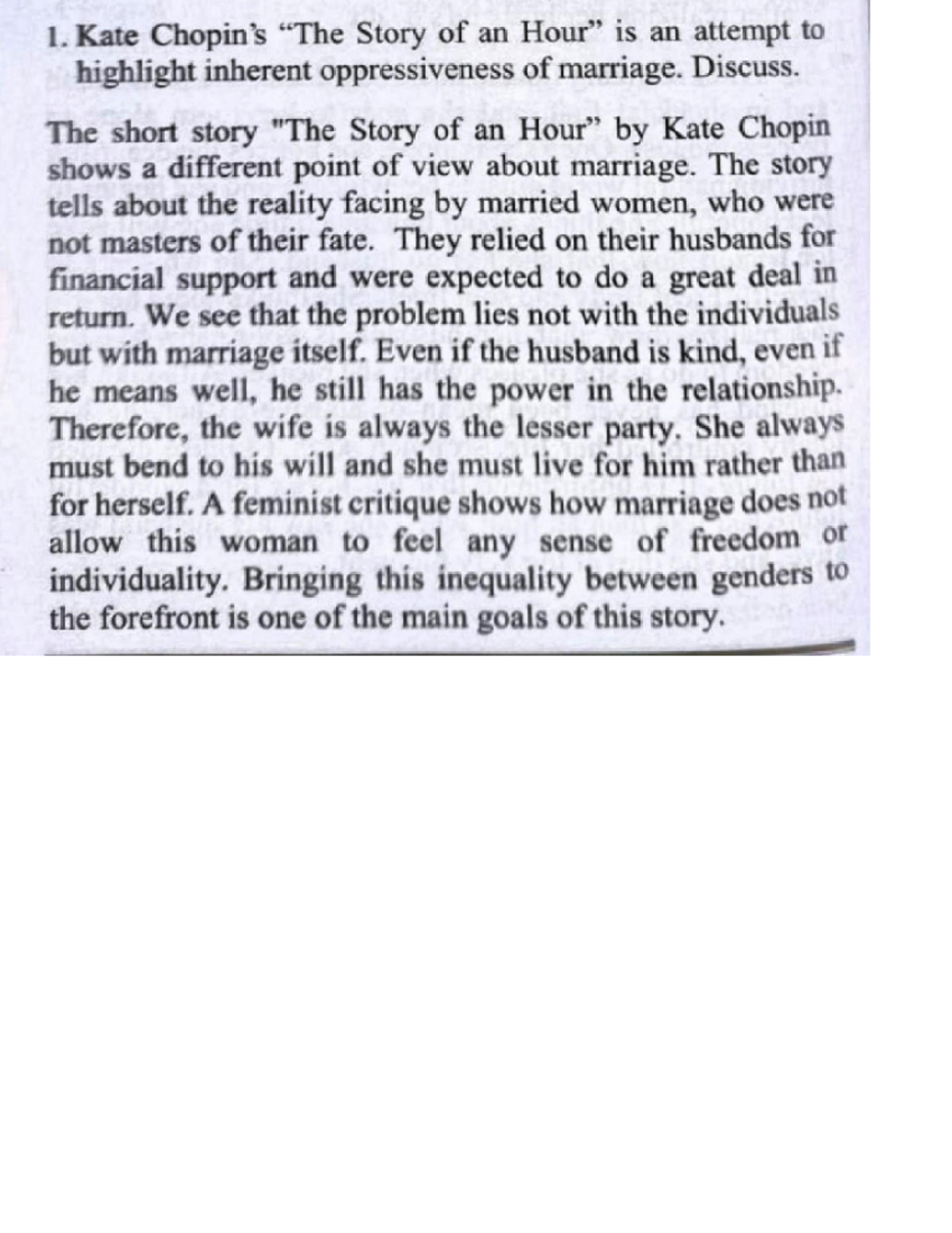 The story of an hour-essays - Ba English - Studocu