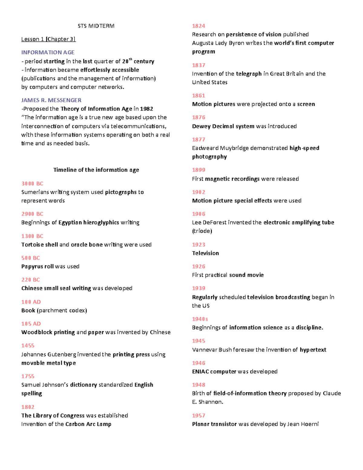 THE- Information-AGE - SUMMARY - STS MIDTERM Lesson 1 [Chapter 3 ...