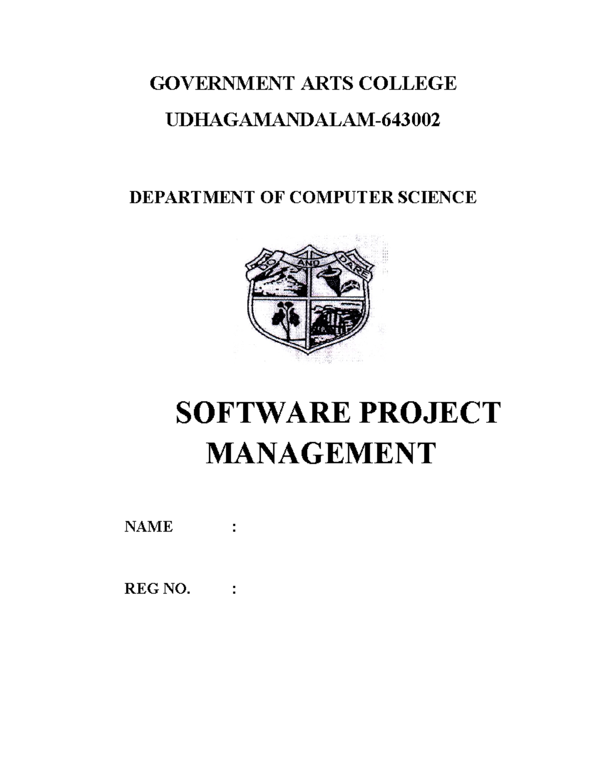 SPM Record - GOVERNMENT ARTS COLLEGE UDHAGAMANDALAM- DEPARTMENT OF ...