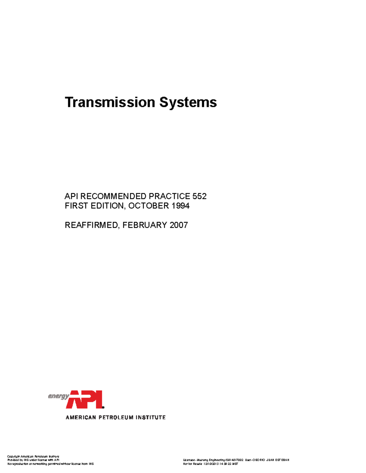 API 552 Transmission Systems - Transmission Systems API RECOMMENDED ...