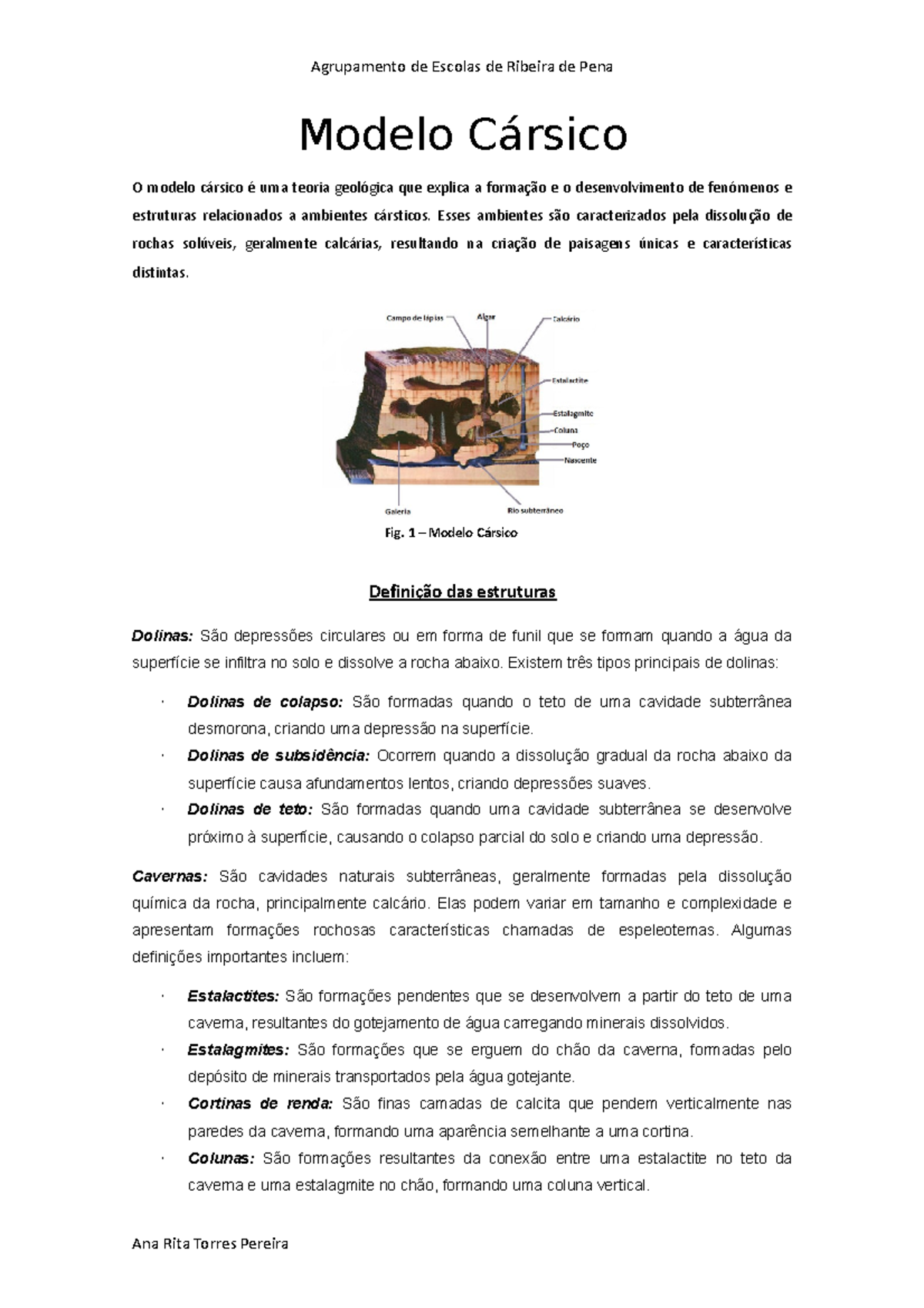 Modelo Cársico - gysdhf - Agrupamento de Escolas de Ribeira de Pena ...