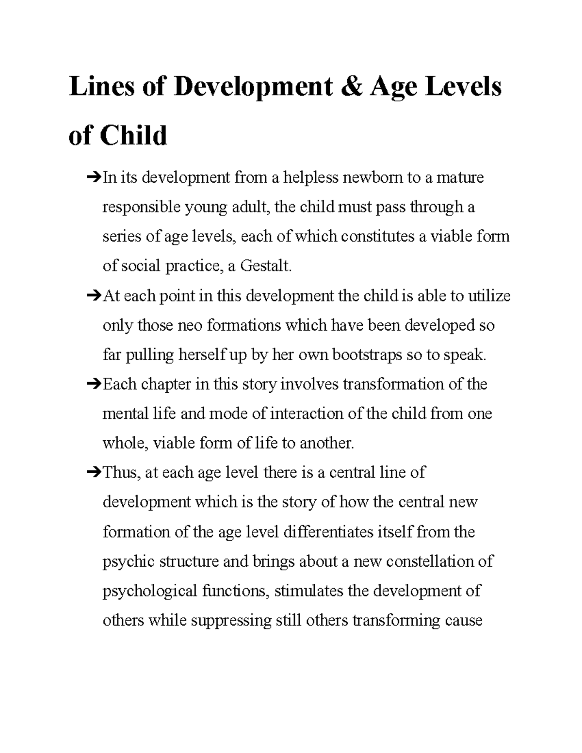 Age Levels of Child and Lines of Development - Lines of Development ...