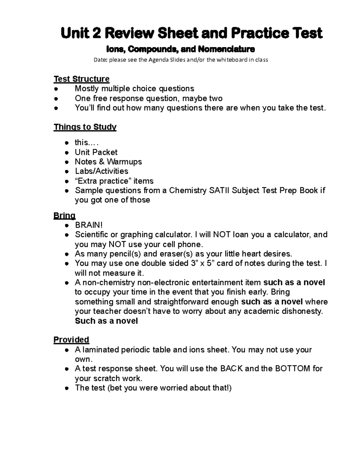 Unit 2 Review Sheet, Practice Test, Answers.docx - Google Docs - Unit 2 ...