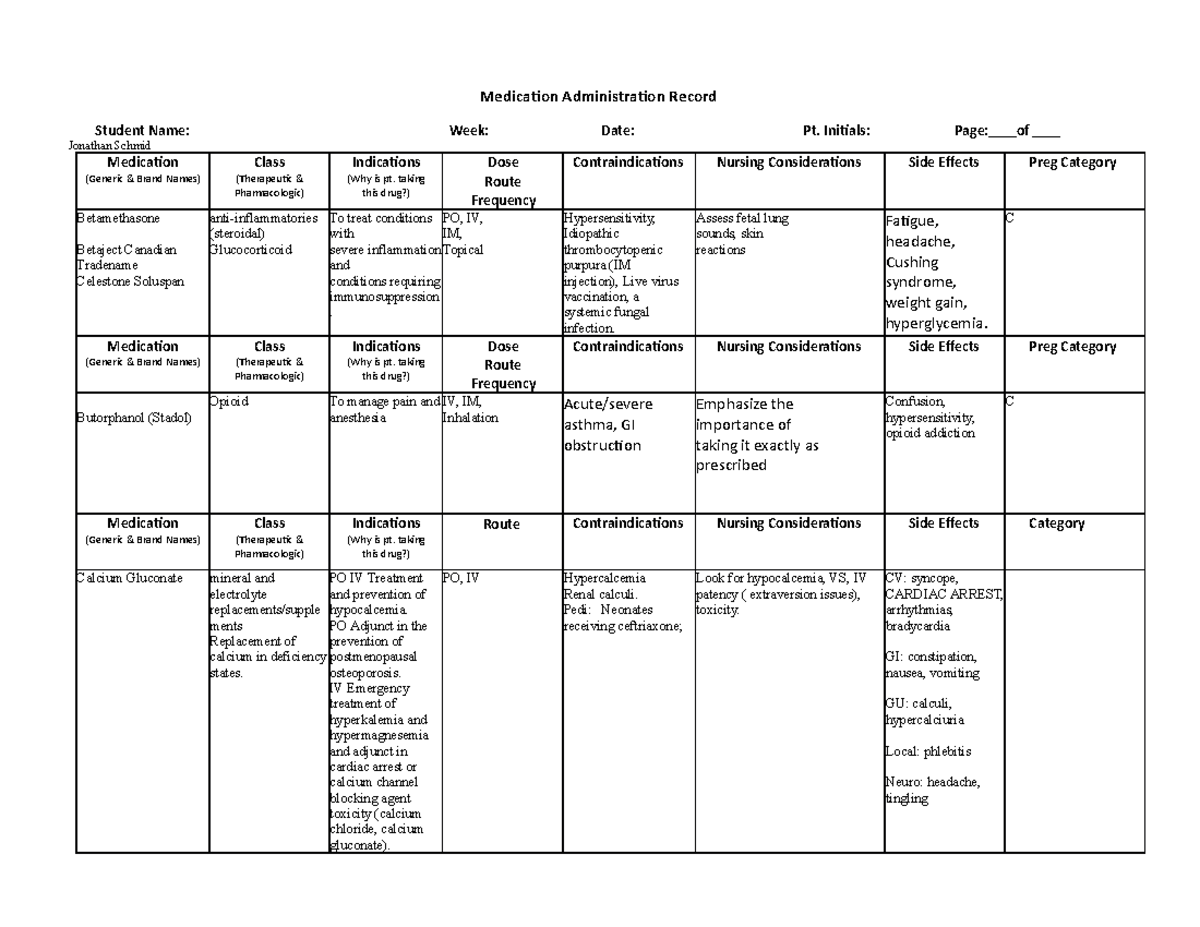 MAR Form word - Med sheet you have to fill out - Jonathan Schmid ...