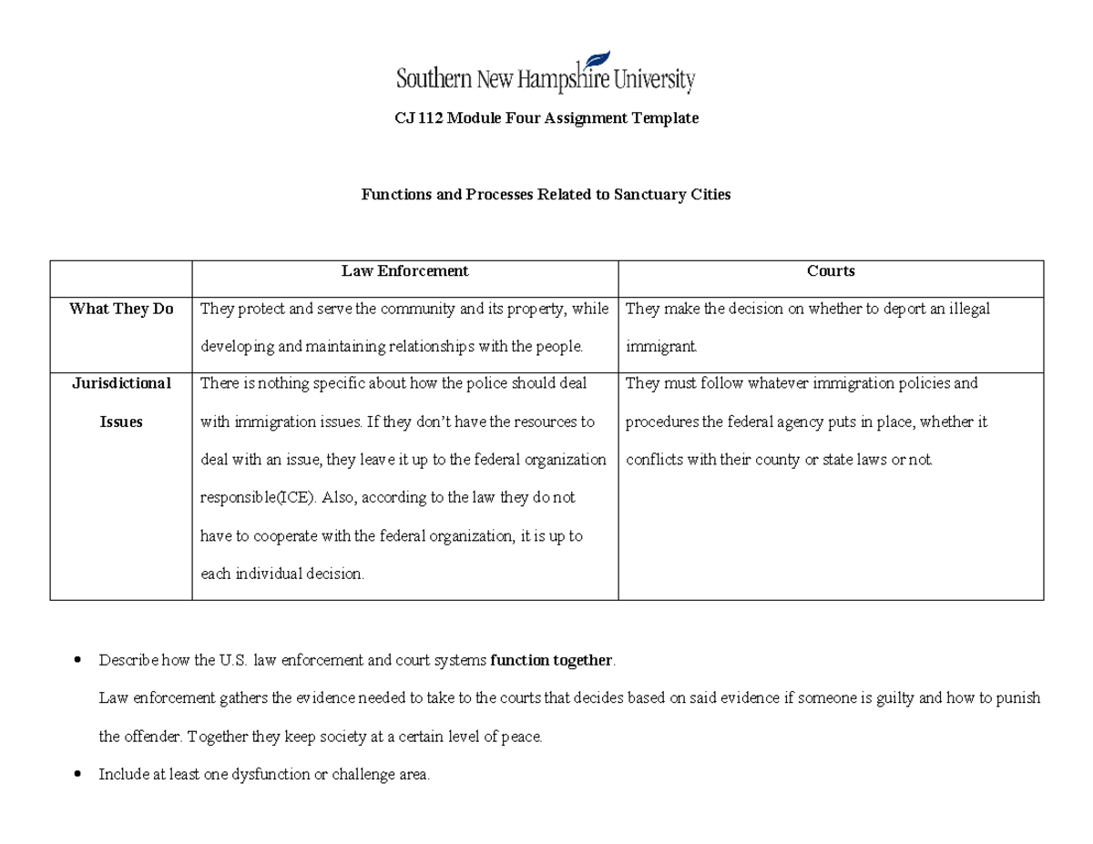 Hoo Module Four Assignment - CJ 112 Module Four Assignment Template ...