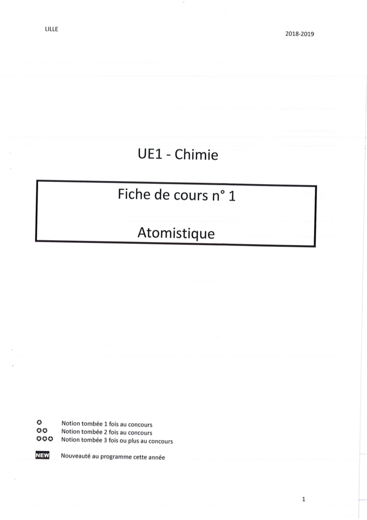atomistique premier semestre 2018 - Paces - ue 1 - Studocu