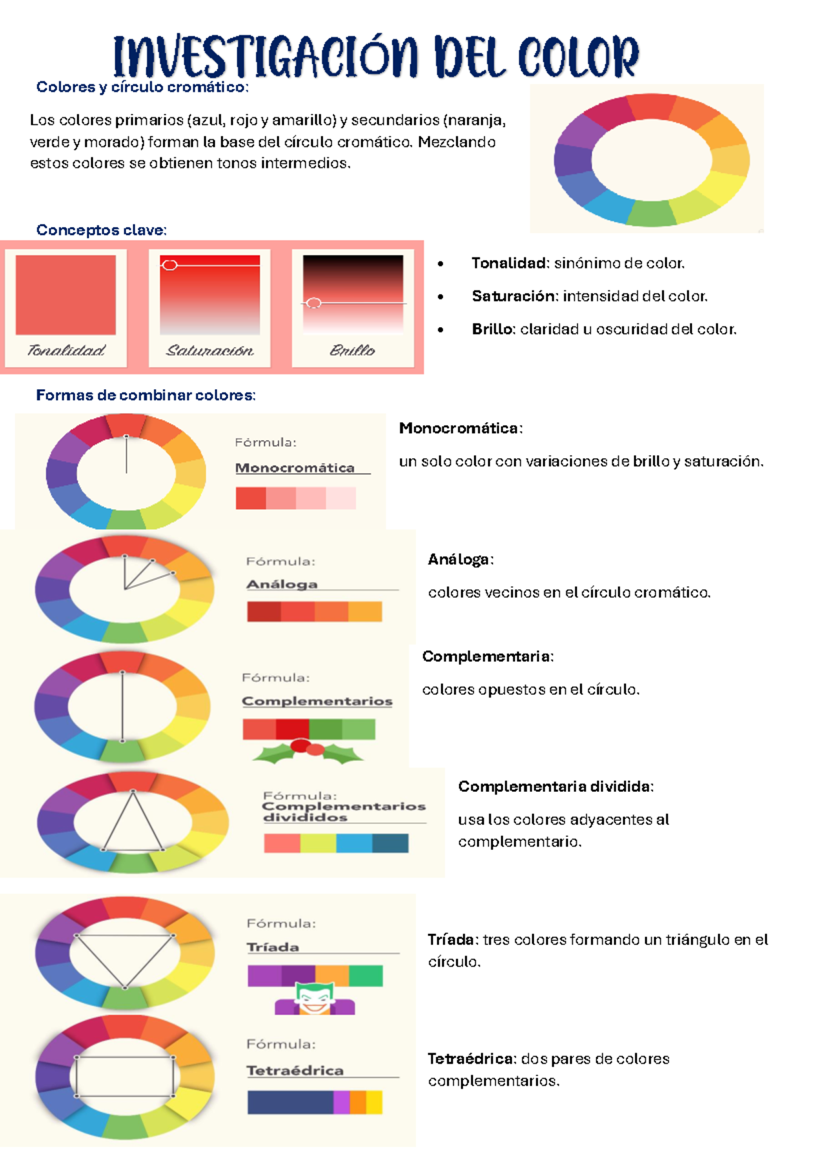 Investgación Teoria DEL Color - Colores y círculo cromático: Los ...