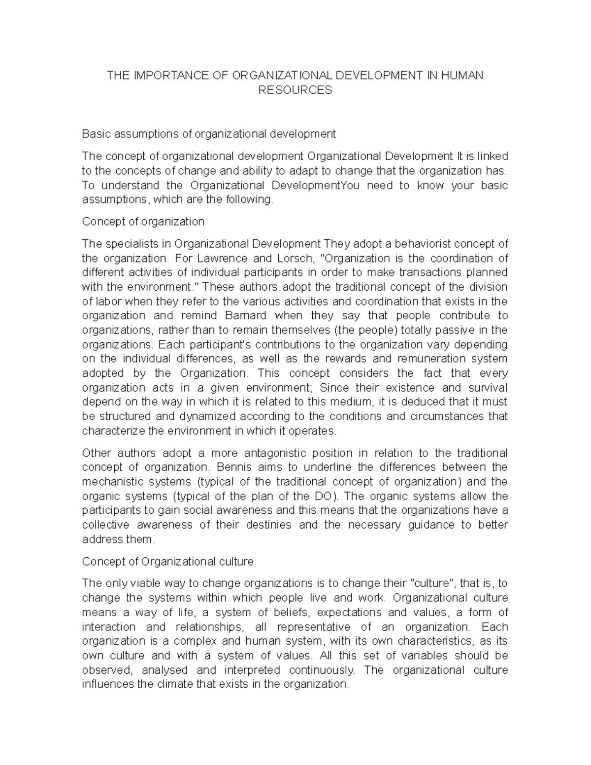 THE IMPORTANCE OF ORGANIZATIONAL DEVELOPMENT IN HUMAN RESOURCES - THE ...