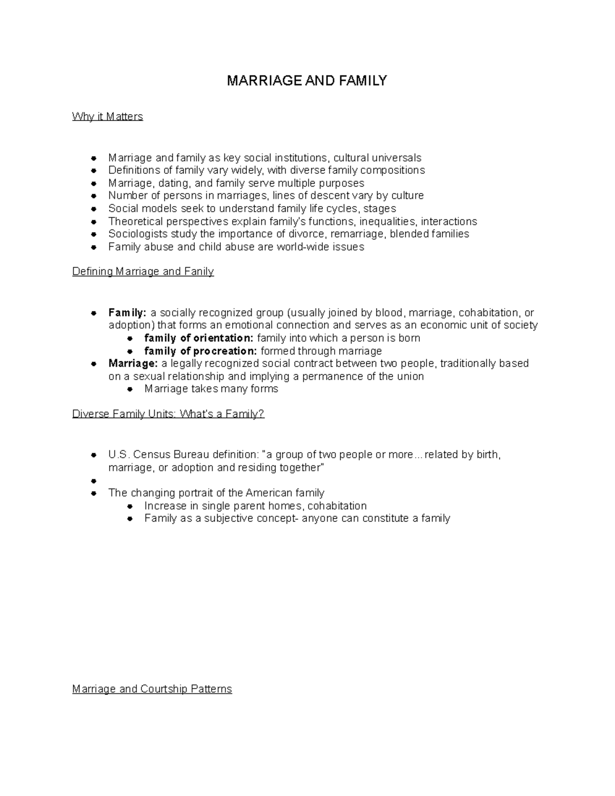 Module 10 Part 1 Marriage and Family - MARRIAGE AND FAMILY Why it ...