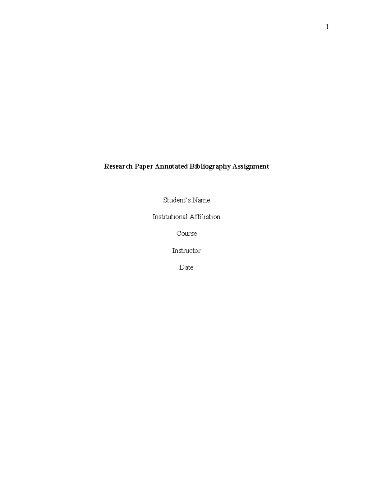 Research Paper Annotated Bibliography Assignment - Research Paper ...