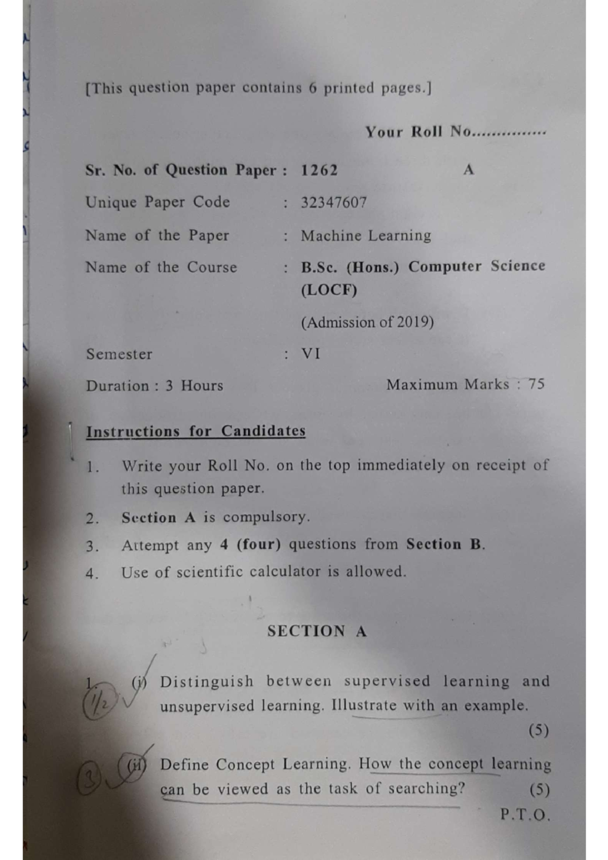 QP ML 2022 - B.Sc(H)Computer Science - Studocu