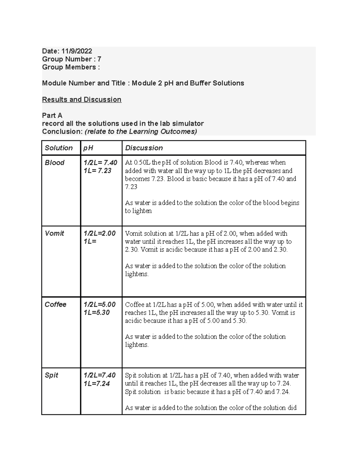 Biochem-lab-A - all about cells - Date: 11/9/ Group Number : 7 Group ...