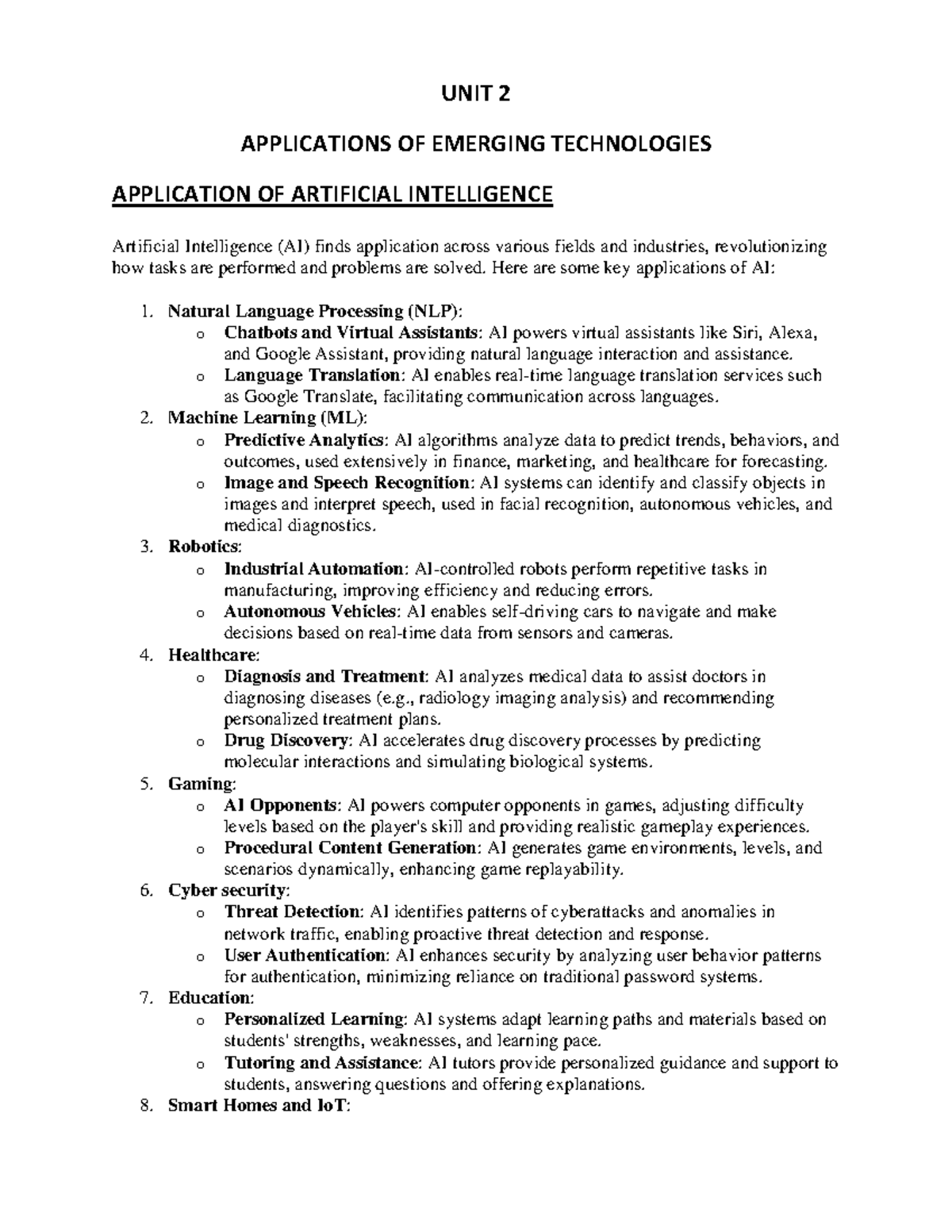 DF UNIT 2 Notes - UNIT 2 APPLICATIONS OF EMERGING TECHNOLOGIES ...