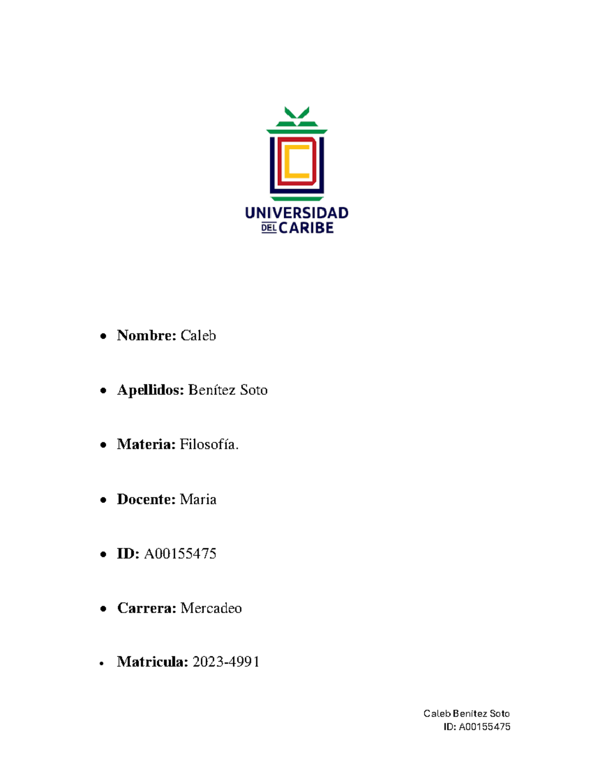 Benitez Caleb- Disciplina Filosofica y sus Areas de Estudio - Caleb ...