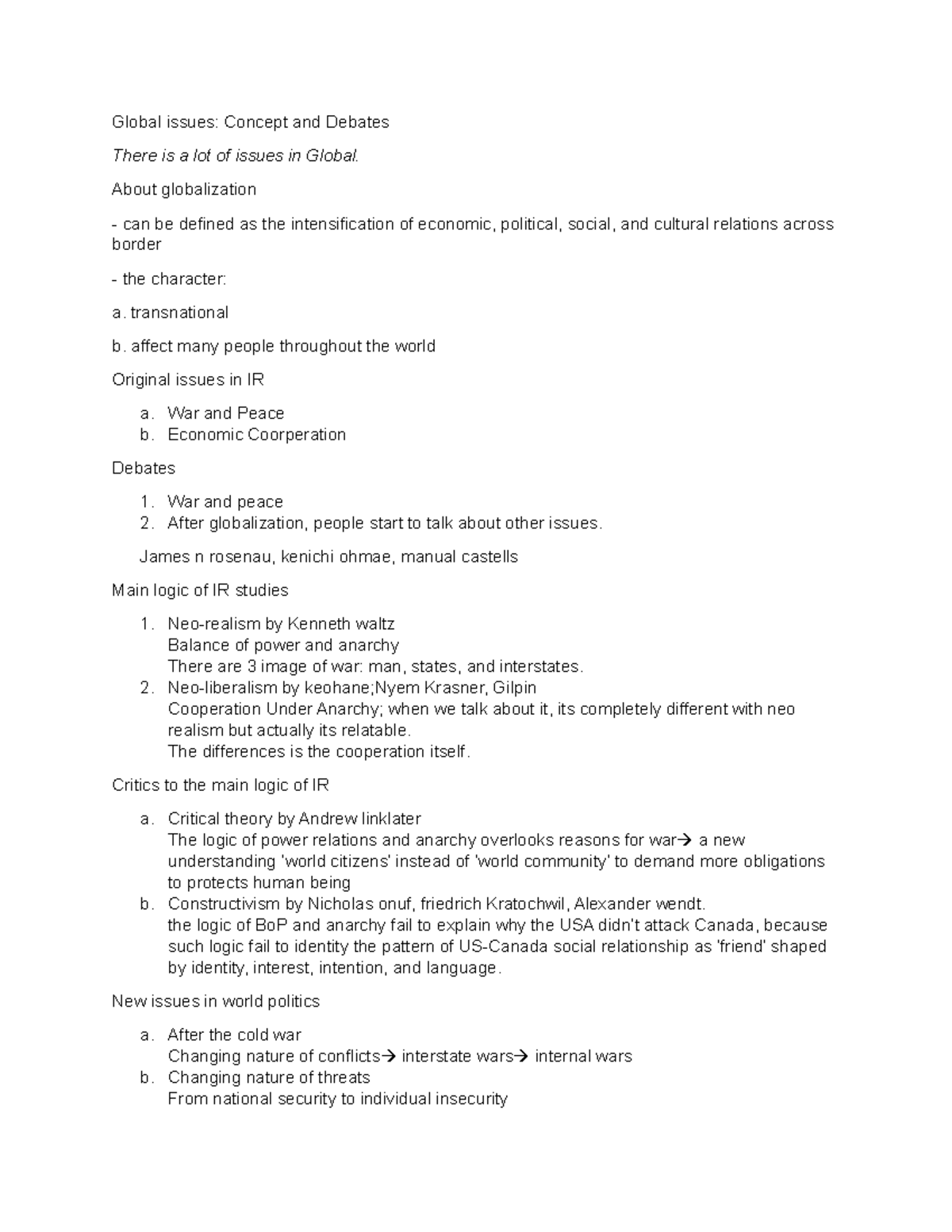 Pertemuan ke 3 - This is my notes from Global Issues Class teached by ...