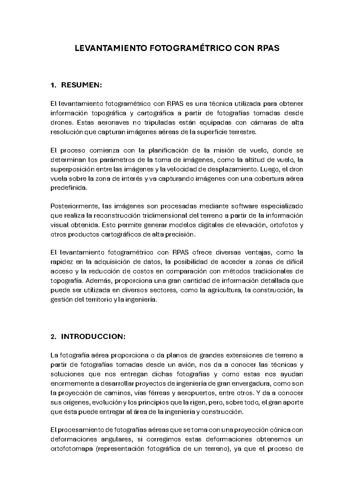 Levantamiento Fotogramétrico CON RPAS - LEVANTAMIENTO FOTOGRAMÉTRICO ...