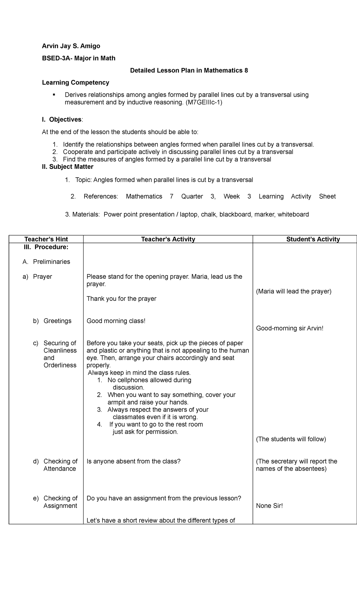 G7.3Q - Copy - just anote - Arvin Jay S. Amigo BSED-3A- Major in Math ...