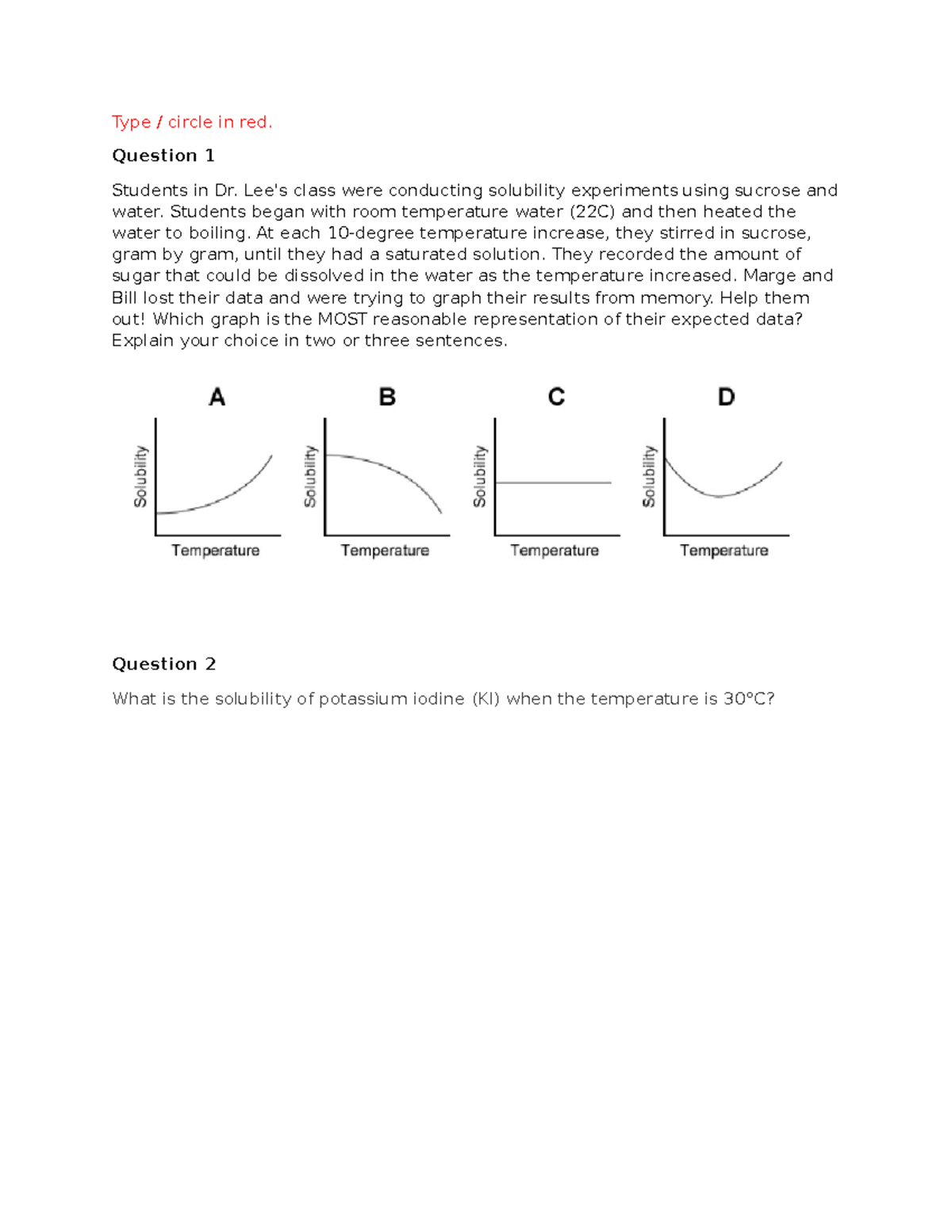 Christian Joseph - FB - Solubility Curve - Type / circle in red ...