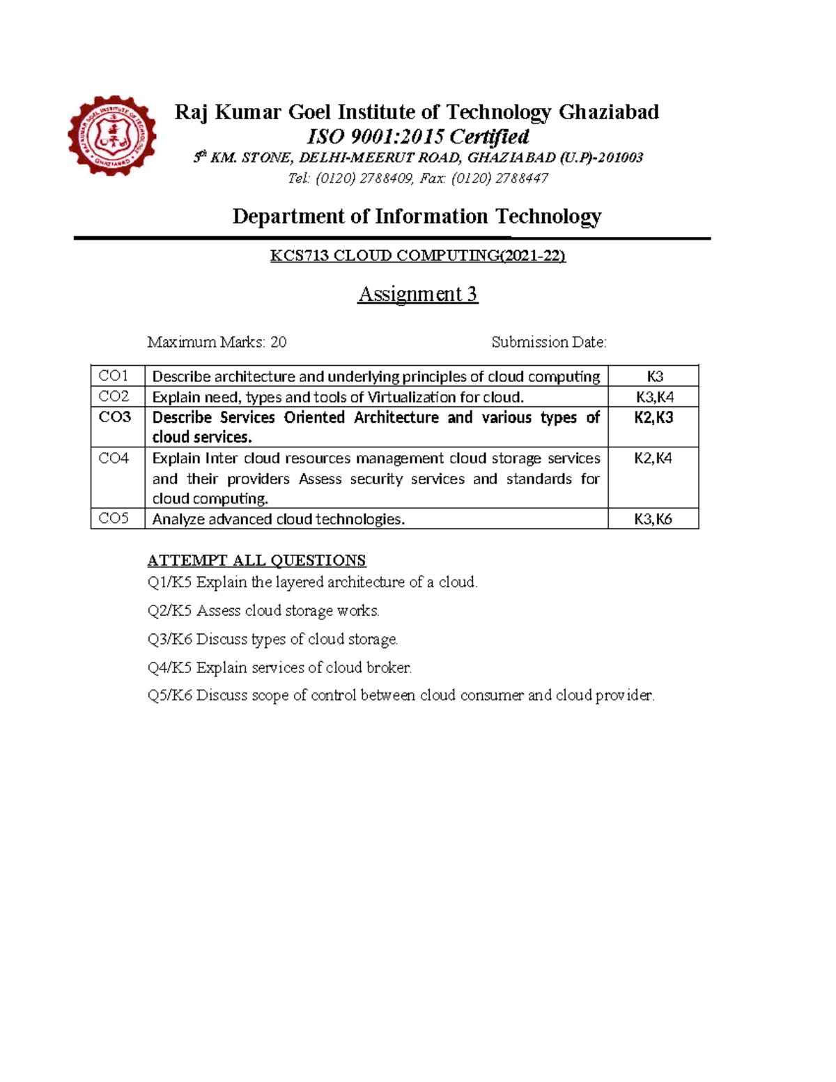 12-CC Assignment-3 - sfd - Raj Kumar Goel Institute of Technology ...