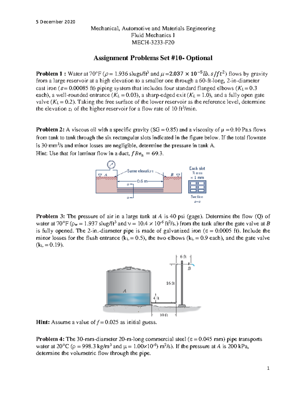 Assignment#10-F20-Optional - 5 December 2020 1 Mechanical, Automotive ...