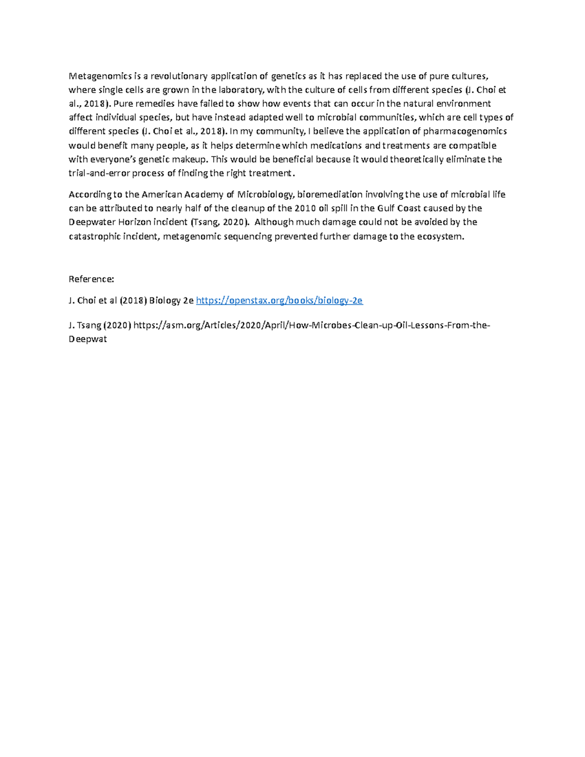 Discussion Assignment Unit 8 - BIOL 1121 - UoPeople - Studocu