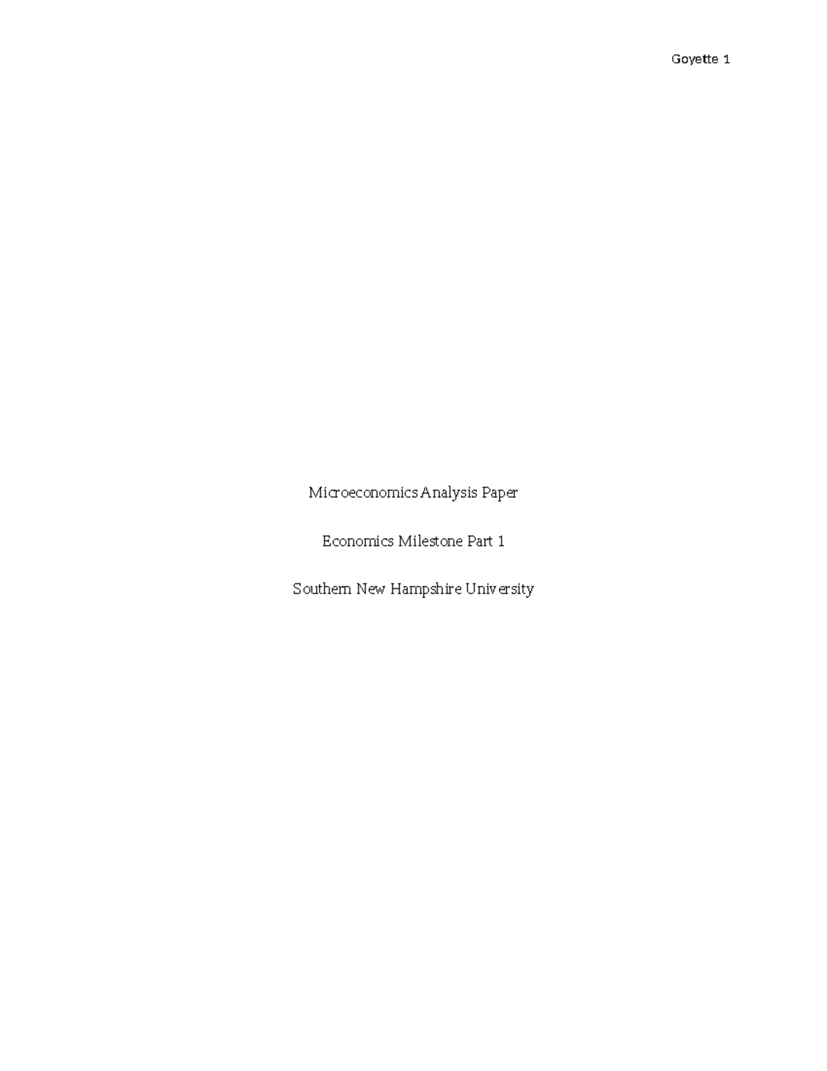 Microeconomics Analysis Paper Final - Microeconomics Analysis Paper ...