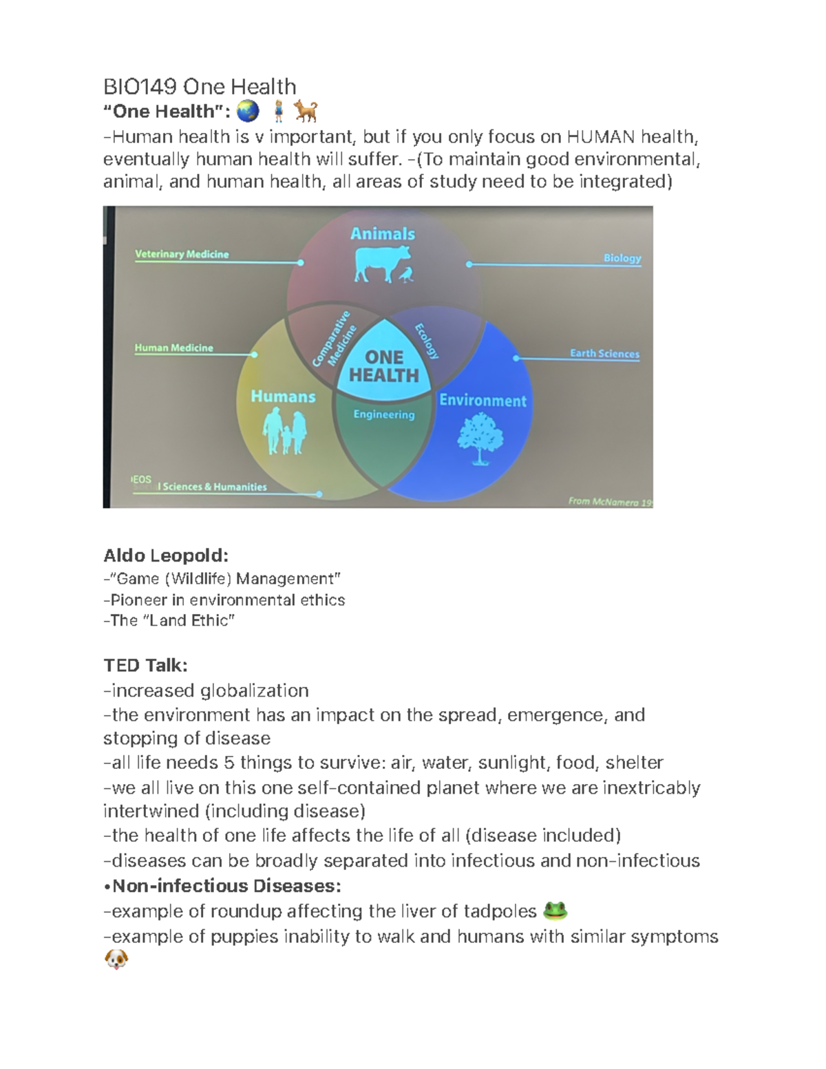 Inrto to One Health - BIO149 One Health “One Health”: 🌏 🧍 🐕 -Human ...