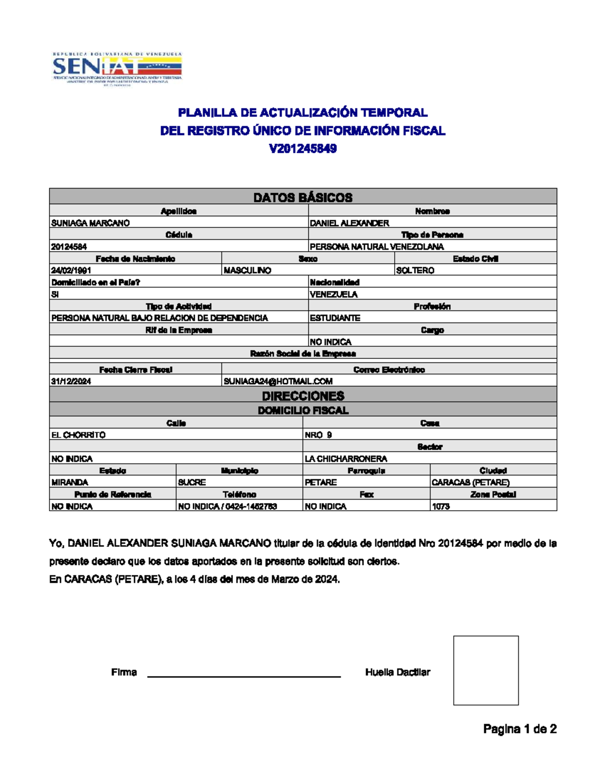 Planilla Actualizacion RIF - Física - Studocu
