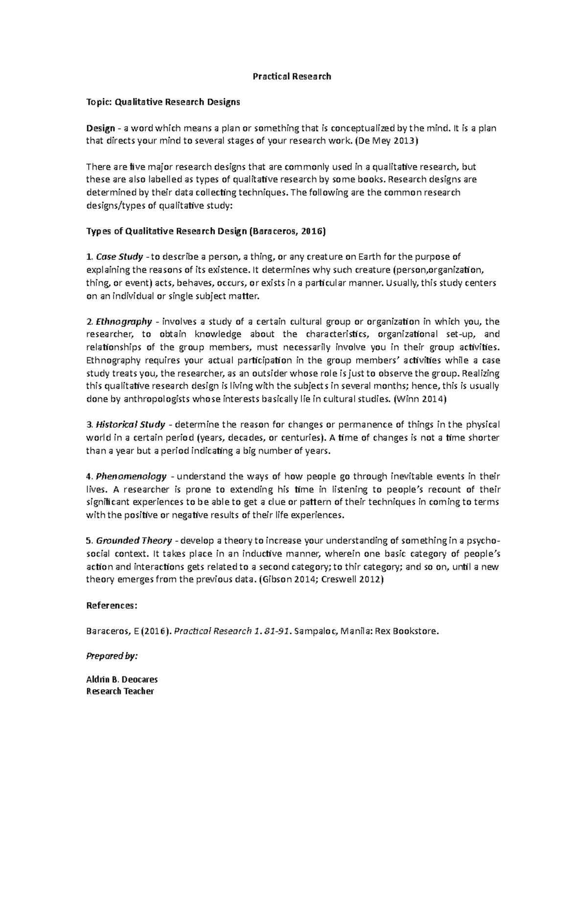 Research Handout #3 Qualitative Research Designs OK - Practical ...