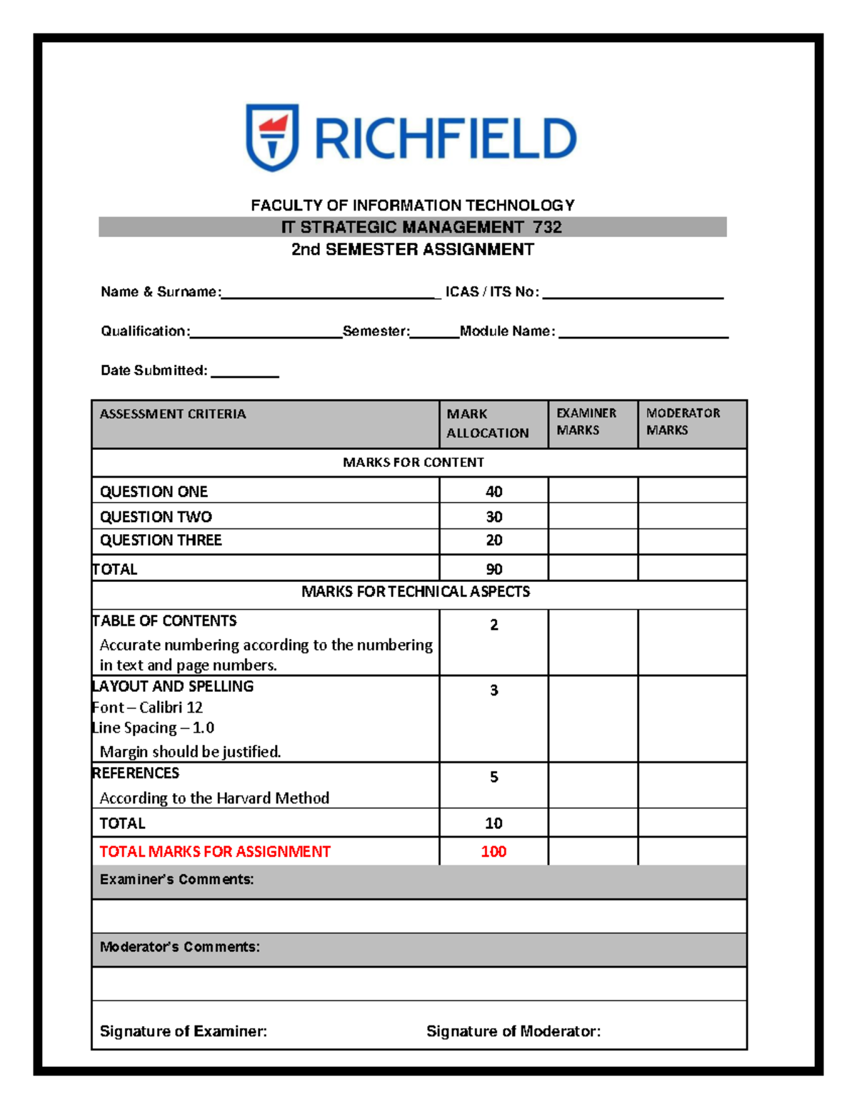 Strategic Management 732 Assignment - Richfield - Studocu