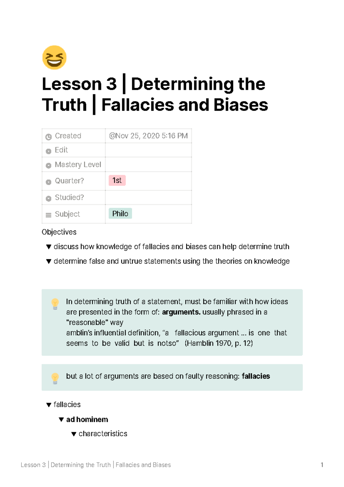 Lesson 3 Determining the Truth Fallacies and Biases - 😆 Lesson 3 | Determining the Truth ...
