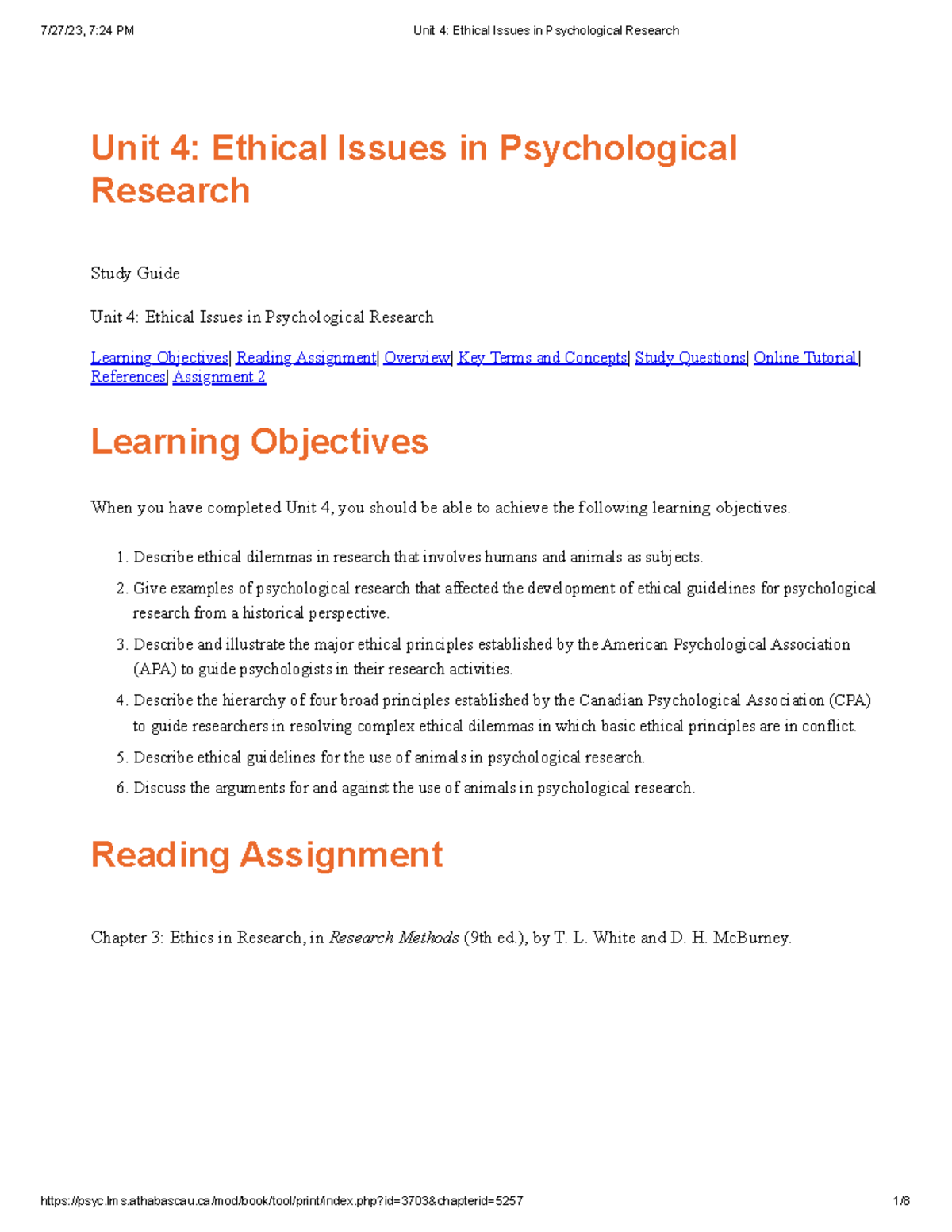 Unit 4 Ethical Issues in Psychological Research - Describe ethical ...