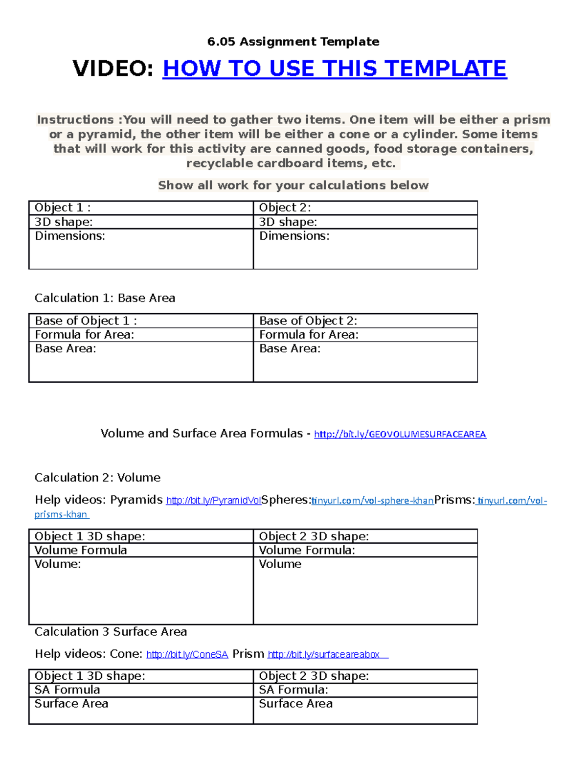 605 V19Assignment Template Formulas - 6 Assignment Template VIDEO: HOW ...