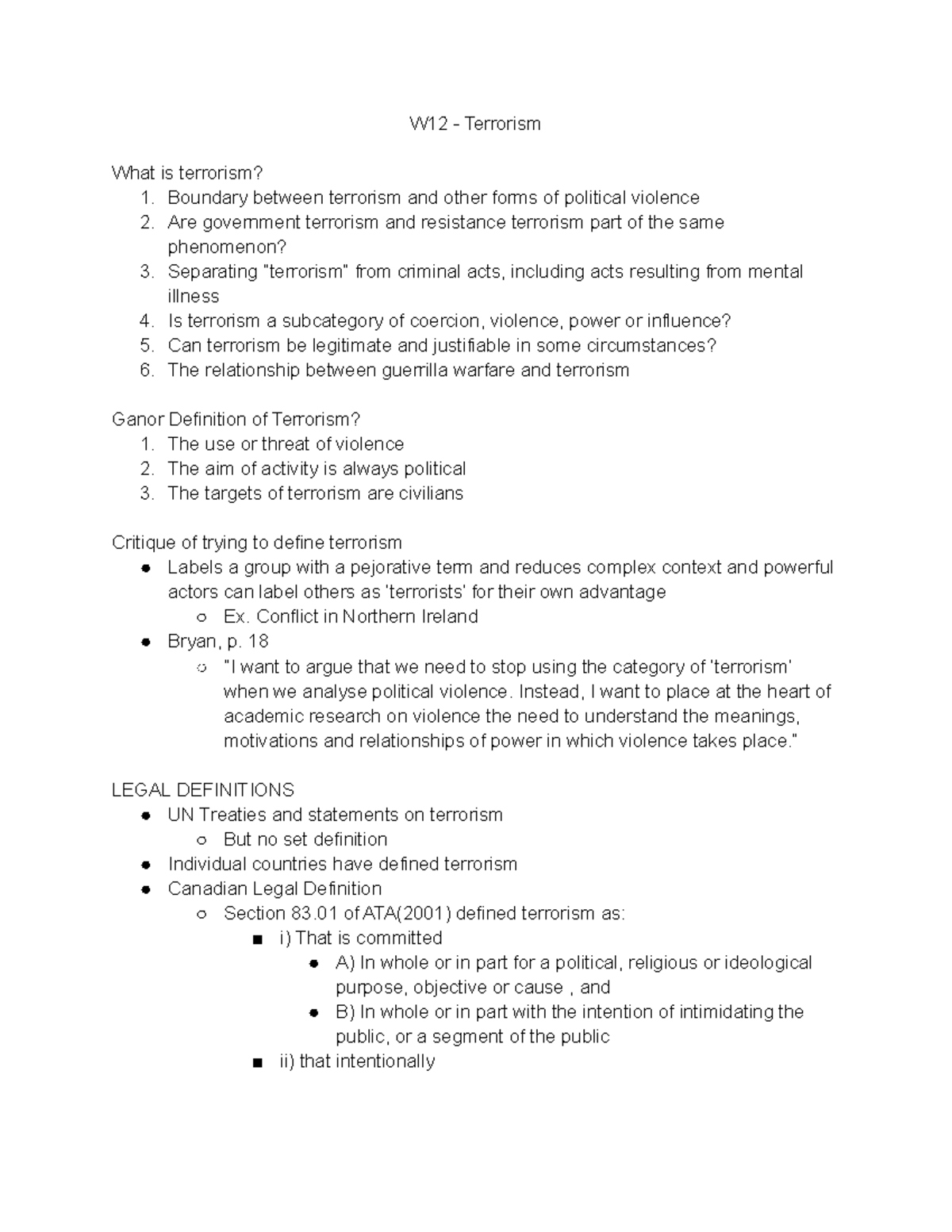 W12 - Terrorism - W12 - Terrorism What is terrorism? 1. Boundary ...