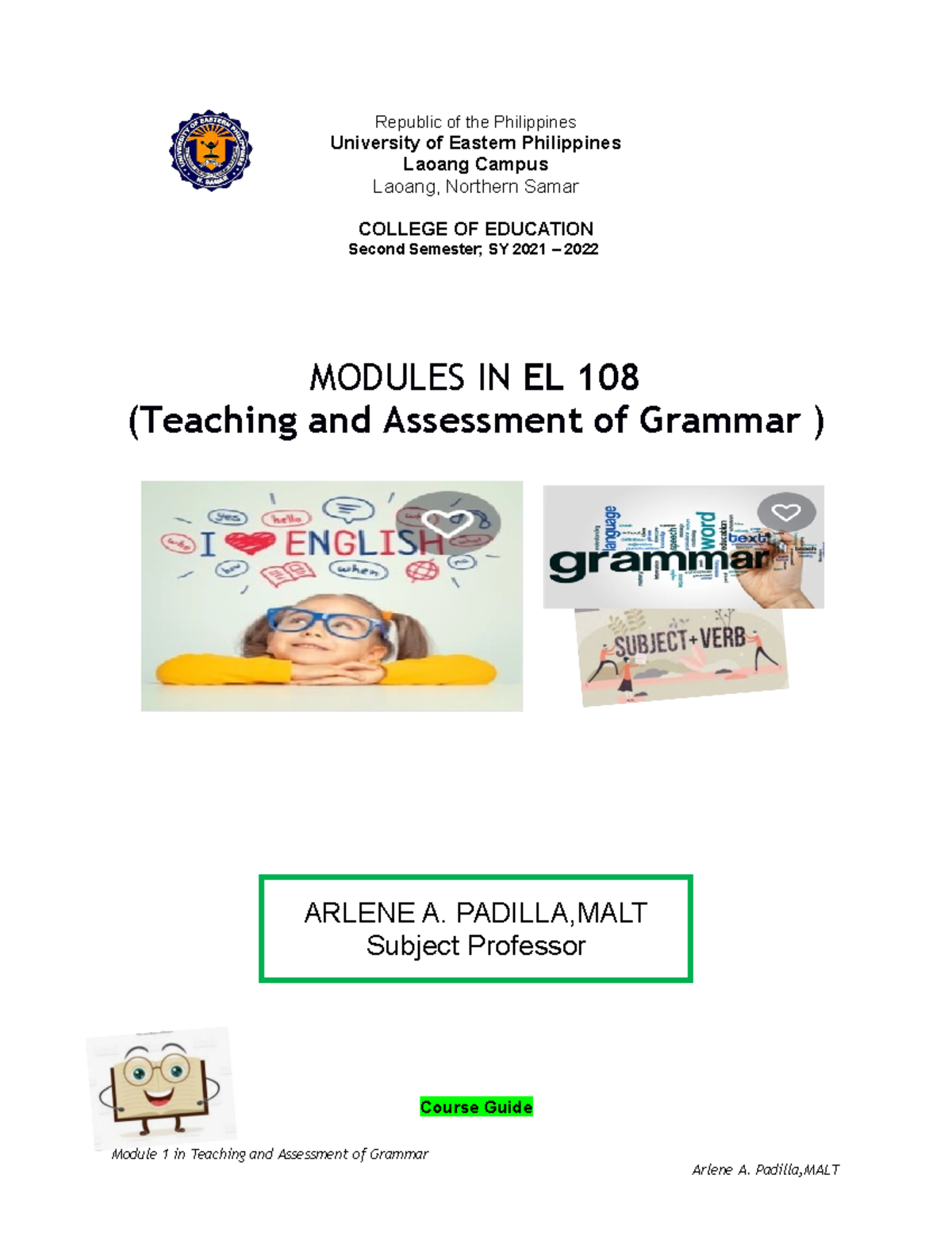 Module 1 in Teaching Assesment of Grammar - Republic of the Philippines ...
