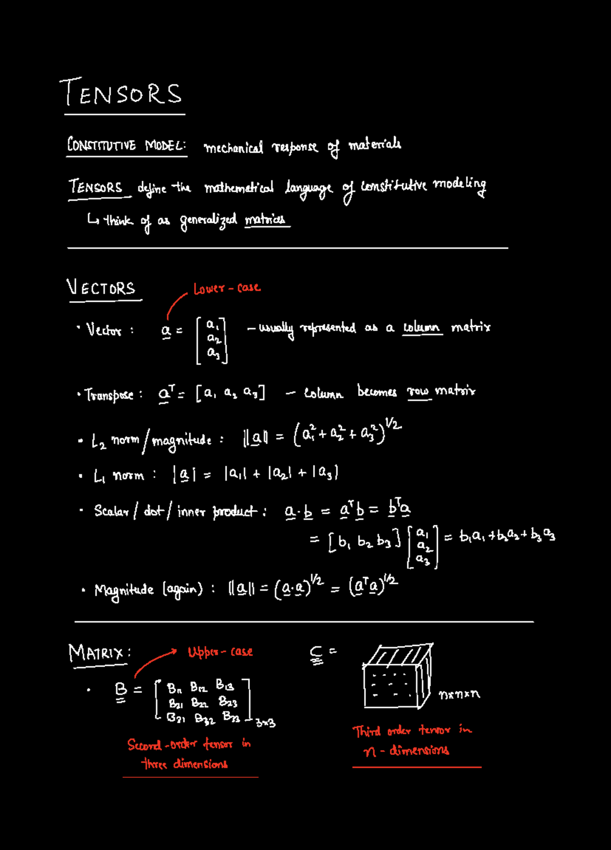 Lecture 1 Tensors - TENSORS CONSTITUTIVE MODEL mechanical response of materials TENSORIdefine ...