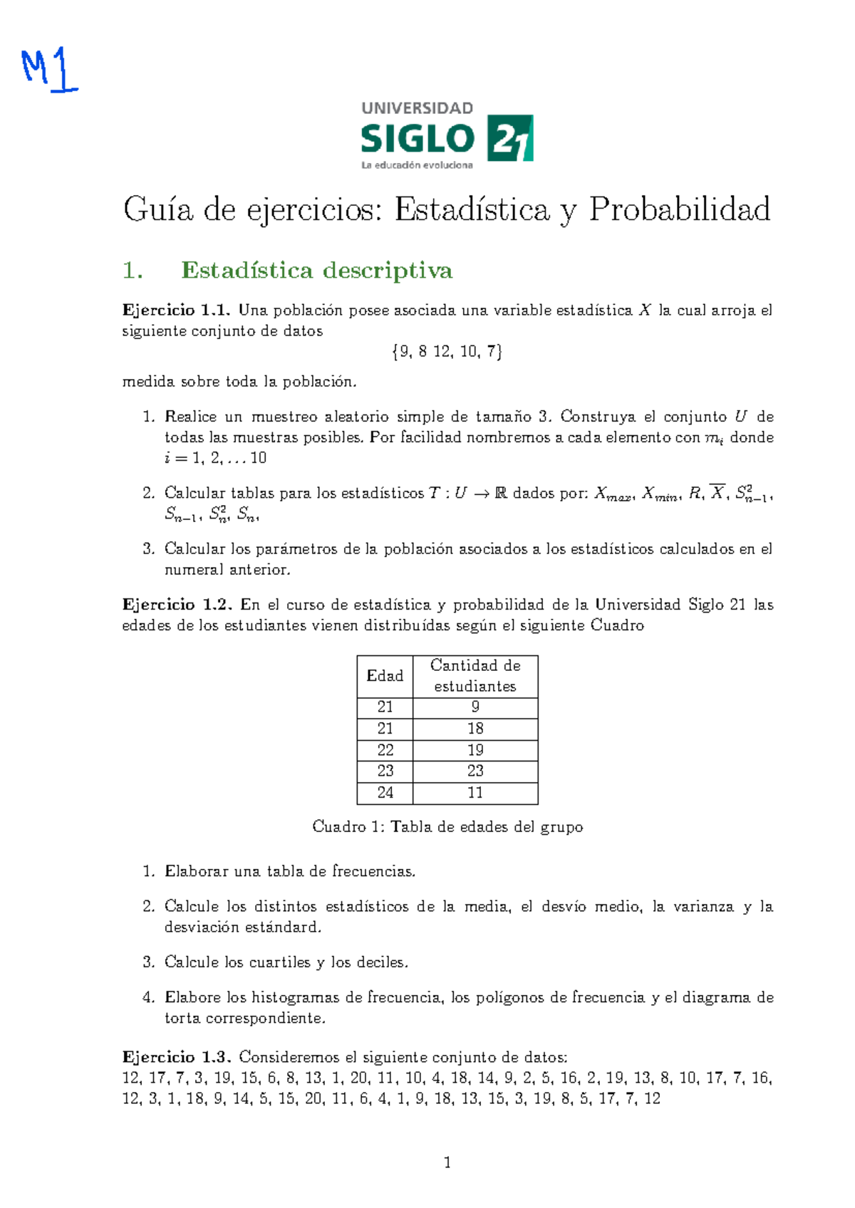 CEX 337 Estadística y probabilidad Guia de ejercicios practicos (2)-1 - Gu ́ıa de ejercicios ...