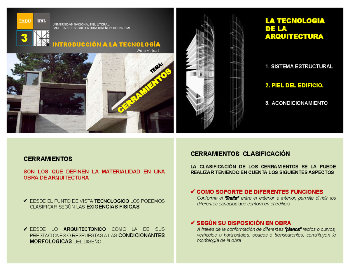 3- Cerramientos - CVBNM,.- INTRODUCCIÓN A LA TECNOLOGÍA UNIVERSIDAD ...