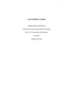 EDU 330 T1 Social Justice Terminologyand Cultural Identifiers Topic ...