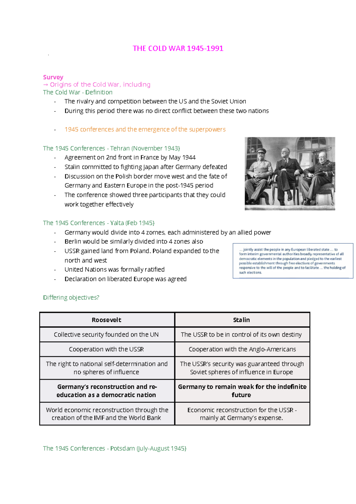 The Cold War 1945-1991 - Modern History HSC notes - THE COLD WAR 1945 ...