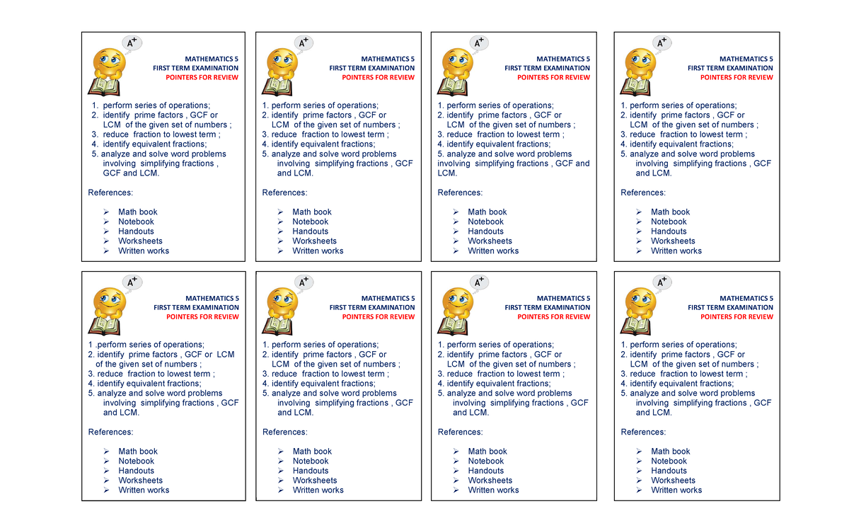 281845928 Genyo Math Review - MATHEMATICS 5 FIRST TERM EXAMINATION ...